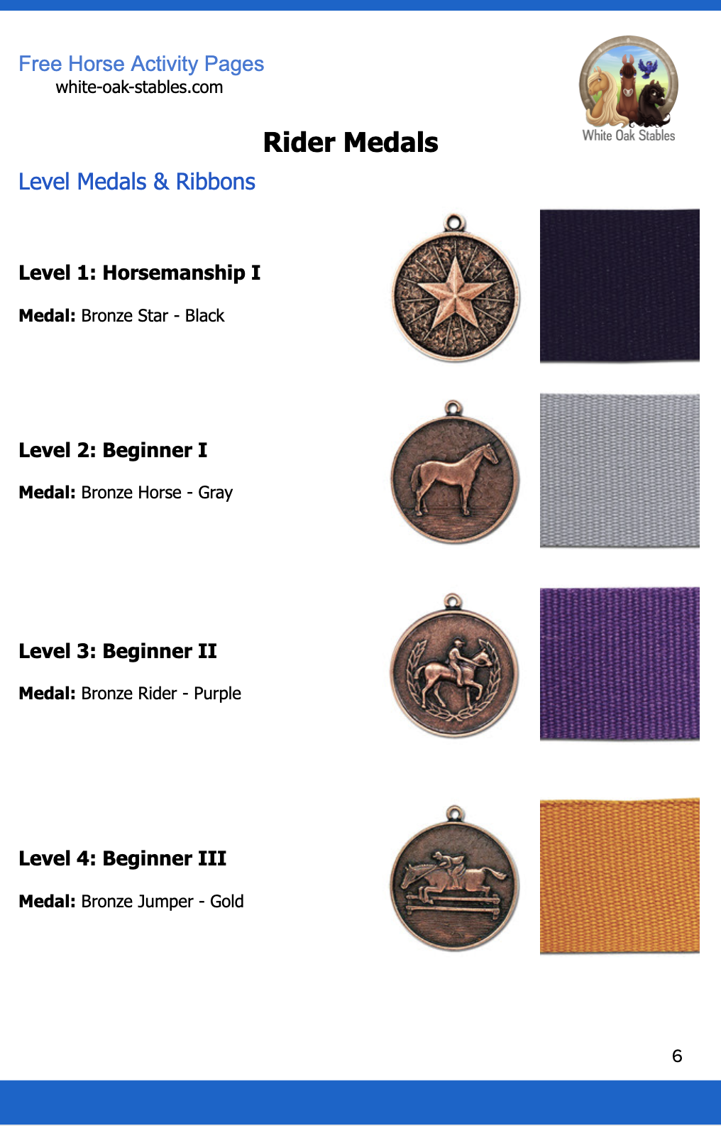 » Rider Medals – Medal Colors and Ribbons | White Oak Stables